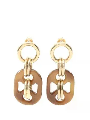 Hermès Small Gold Plated Horn Eurydice Earrings - Brown