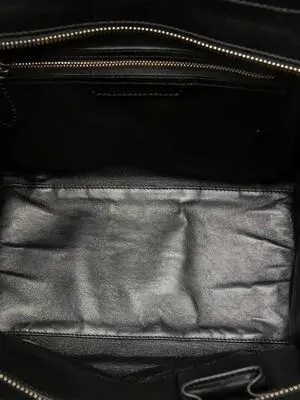 Celine Mini Bicolor Canvas And Leather Luggage Tote Handbag - Brown