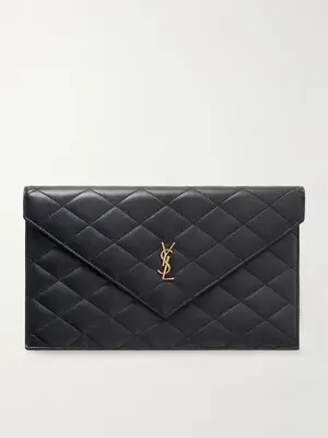 Saint Laurent Matelassé Leather Pouch - Black