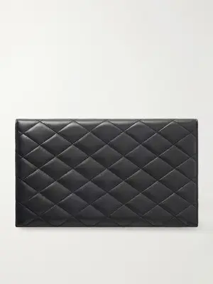 Saint Laurent Matelassé Leather Pouch - Black