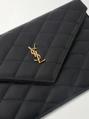 Saint Laurent Matelassé Leather Pouch - Black