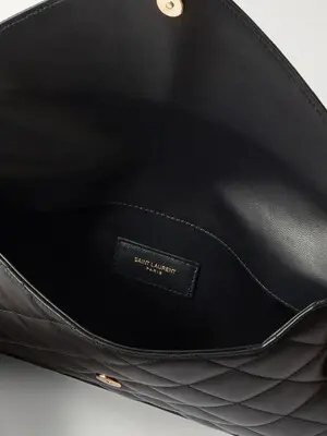 Saint Laurent Matelassé Leather Pouch - Black