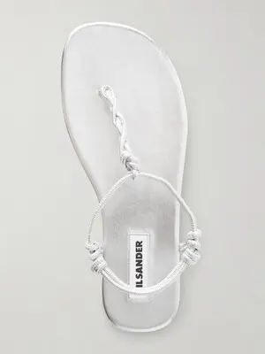 JIL SANDER Braided Metallic Leather Sandals