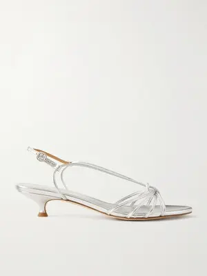 AeydĒ Amara Metallic Leather Slingback Sandals - Silver