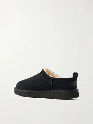 UGG Classic Micro Shearling-lined Suede Slippers - Black