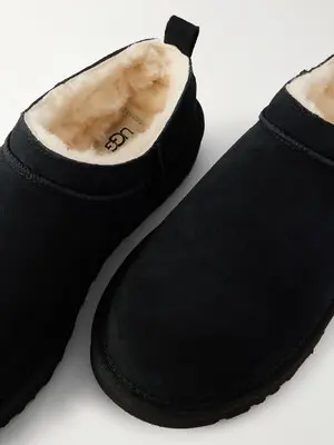 UGG Classic Micro Shearling-lined Suede Slippers - Black