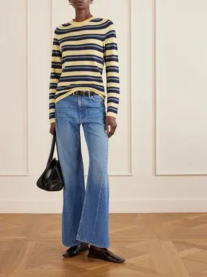 THE ELDER STATESMAN Laurel Striped Cashmere Sweater - Blue