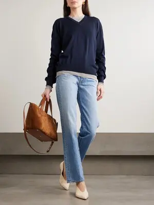 RÙADH Oscar Embroidered Merino Wool V-neck Sweater