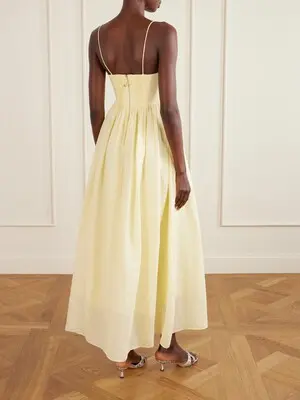 Aje Gathered Ramie Midi Dress - Yellow