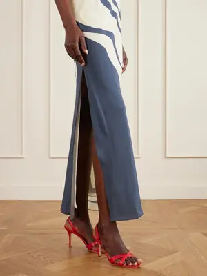 SIR. Lilou Strapless Printed Silk-satin Maxi Dress - Blue