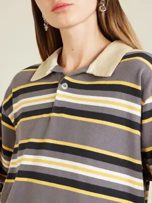 SANDERLAK Striped Cotton-jersey Polo Shirt
