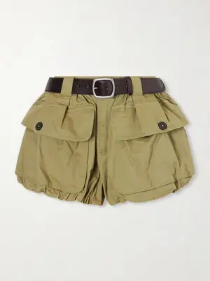 Sea Andrea Belted Cotton-twill Shorts - Green