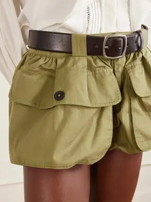 Sea Andrea Belted Cotton-twill Shorts - Green