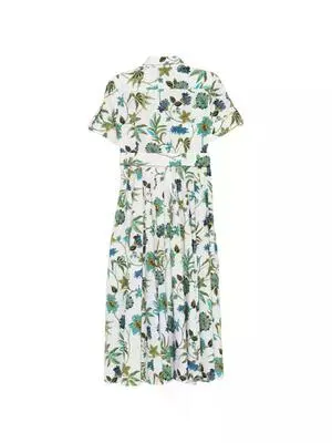 FAY Floral Print Belted Midi Dress
