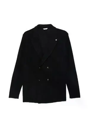 MANUEL RITZ Double-breasted Knitted Jacket With Lapel Pin Detail