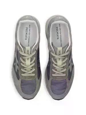 Premiata Moerun Suede And Mesh Lace-up Sneakers - Grey