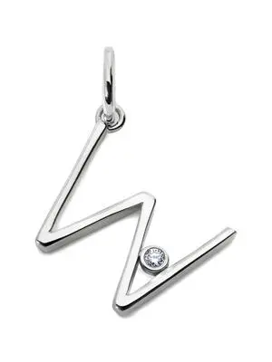 Monica Vinader Initial 'w' Solitaire Diamond Pendant - Silver
