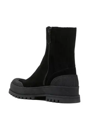 AQUAZZURA Suede Zip Up Boots - Black