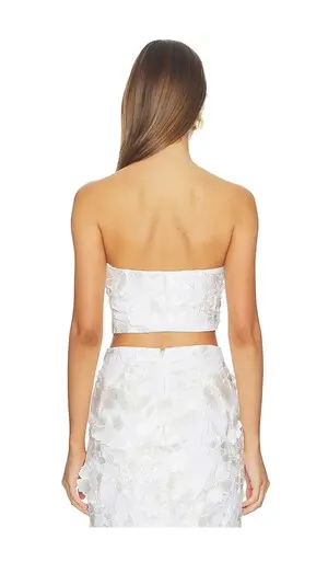 LOVERS AND FRIENDS Strapless Cropped Top With Floral Embellishments