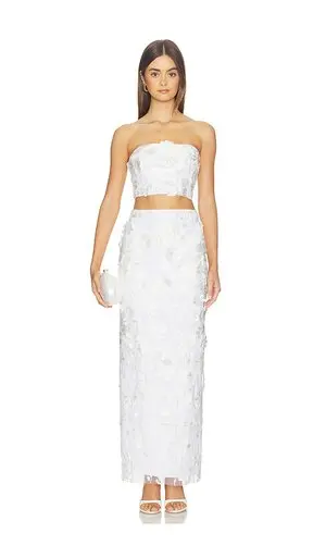 LOVERS AND FRIENDS Strapless Cropped Top With Floral Embellishments