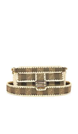 FWRD RENEW Fendi Pequin Baguette Shoulder Bag - Beige