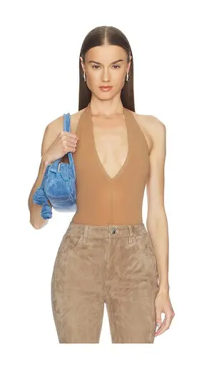 Commando Ballet Deep Plunge Bodysuit - Tan