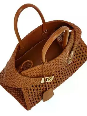 FERRAGAMO Woven Nappa Leather Handbag - Brown