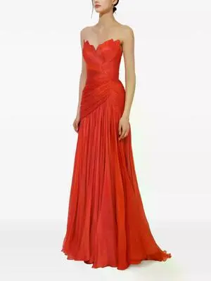 IRIS SERBAN Petal Draped Gown Maxi Dress - Red