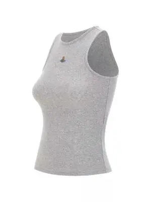 VIVIENNE WESTWOOD Embroidered Logo Ribbed Sleeveless Top