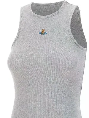 VIVIENNE WESTWOOD Embroidered Logo Ribbed Sleeveless Top