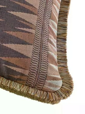 SOHO HOME Irving Fringed Square Cushion - Brown