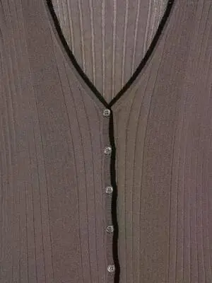 ROBERTO COLLINA V-neck Ribbed Cardigan - Grey