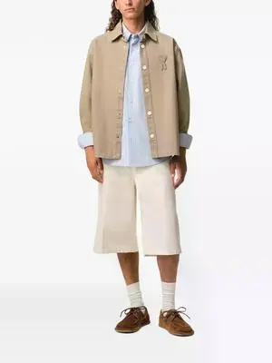 AMI Paris De Coeur" Cotton Twill Shirt Jacket - Neutrals