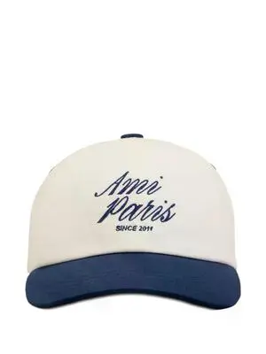AMI Paris Two-tone Embroidered Cap - Neutrals