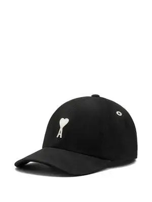 AMI Paris De Coeur Felt Patch Cotton Cap - Neutrals