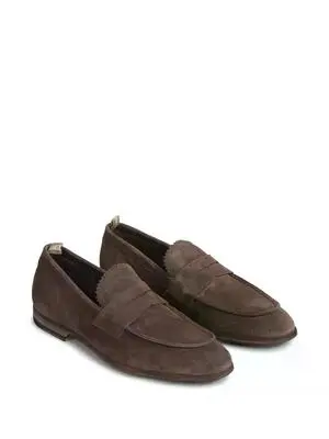 Officine Creative Scalloped-detail Penny-strap Loafers - Brown