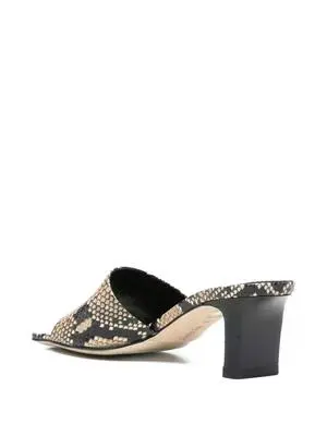 AeydĒ Jessie Snakeskin-print Heeled Sandals - Neutrals