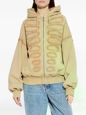 AVAVAV Hooded Zip-up Sweater With Appliqué Detail - Neutrals