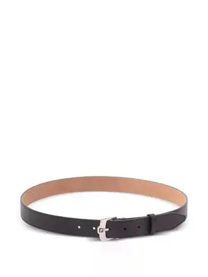 Fendi Logo Buckle Grained Leather Belt - Black