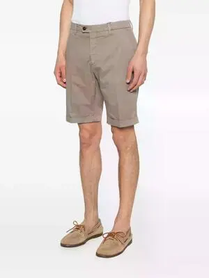 Corneliani Tailored Cotton Shorts With Cuffed Hem - Neutrals