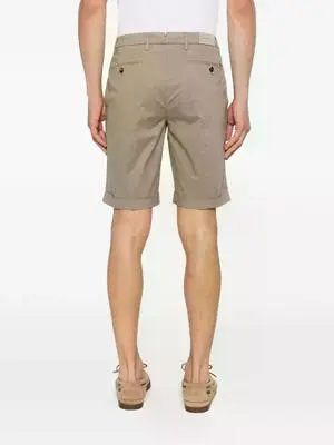 Corneliani Tailored Cotton Shorts With Cuffed Hem - Neutrals