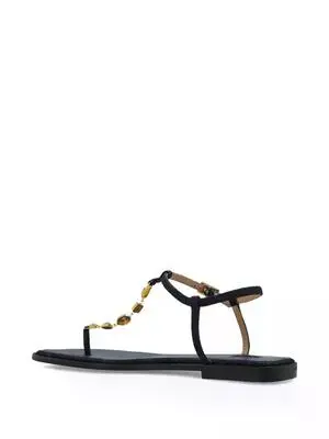 NODALETO Jewel Embellished T-strap Sandals