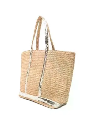Vanessa Bruno L Raffia Sequined Tote Bag - Neutrals