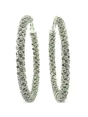 JENNIFER GIBSON JEWELLERY Tone Crystal Embellishment Hoop Earrings - Silver