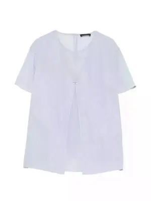 Emporio Armani V-neck Short Sleeve Blouse With Button Detail - Purple