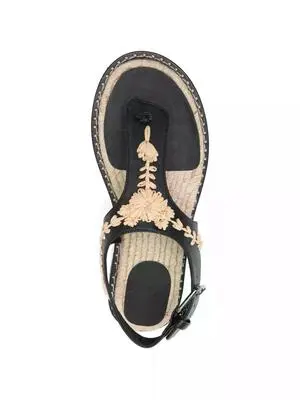 CastaÑer Pedra Floral-embroidered Buckled Flat Sandals