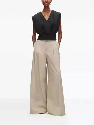 3.1 Phillip Lim Sleeveless V-neck Top With Shoulder Pads And Draped Detail - Black