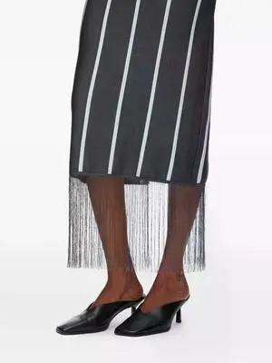 3.1 Phillip Lim Striped Fringed Midi Skirt - Black