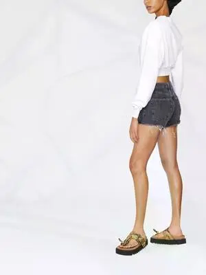 Off-White Corporate Frayed Denim Shorts