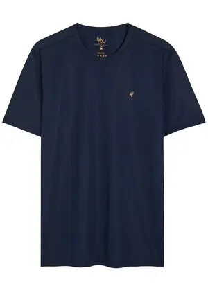 NOW YOU LIVE Logo-print Stretch T-shirt - Navy